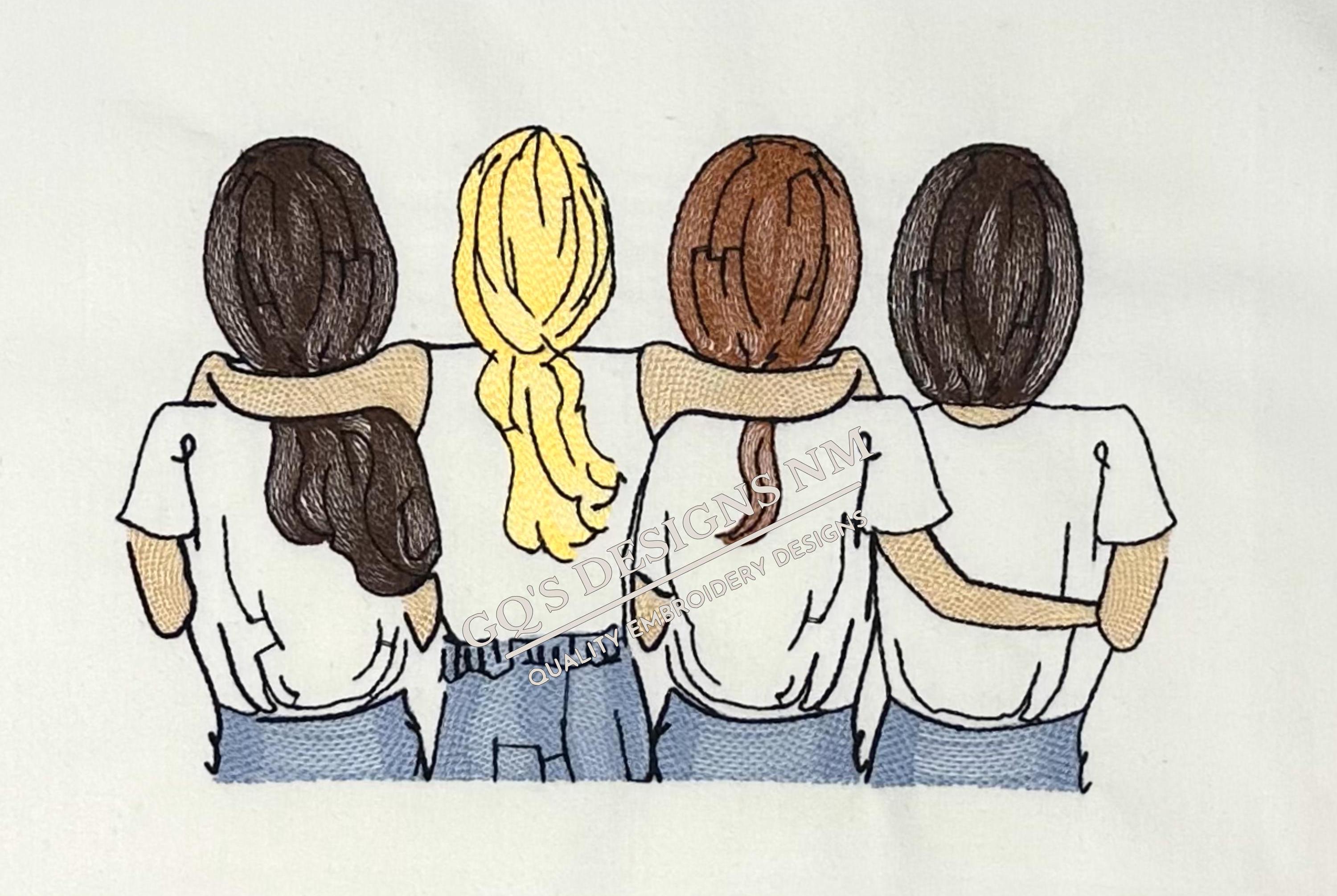 Four Best Friends Design, Sisters Design, for Machine Embroidery. in ...