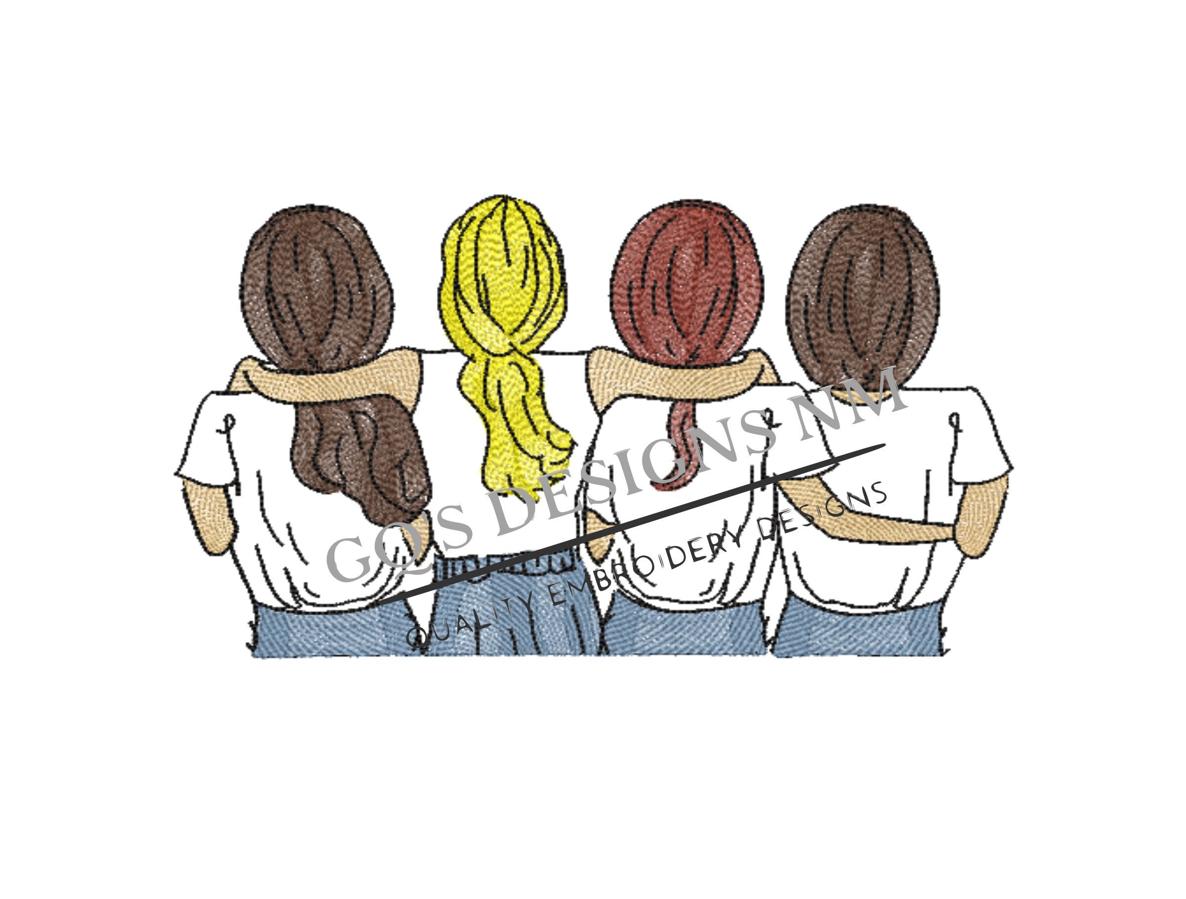 Four Best Friends Design, Sisters Design, for Machine Embroidery. in ...
