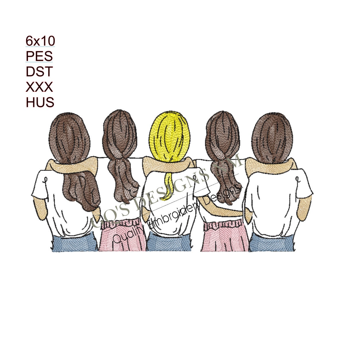 Five Best Friends Design, Sisters Design, for Machine Embroidery. in ... Five Best Friends Design, Sisters Design, for Machine Embroidery. in ...
