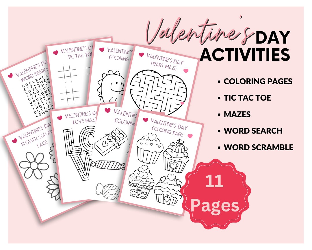 Valentine's Day Activities Sheets Bundle for Kids, Classroom ...