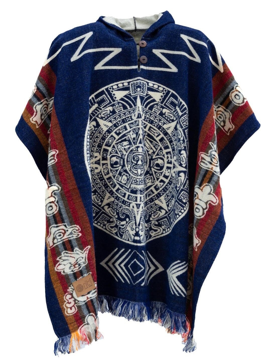 Poncho | Blue Navy | Calendar Maya| Design Native American for Cold ...