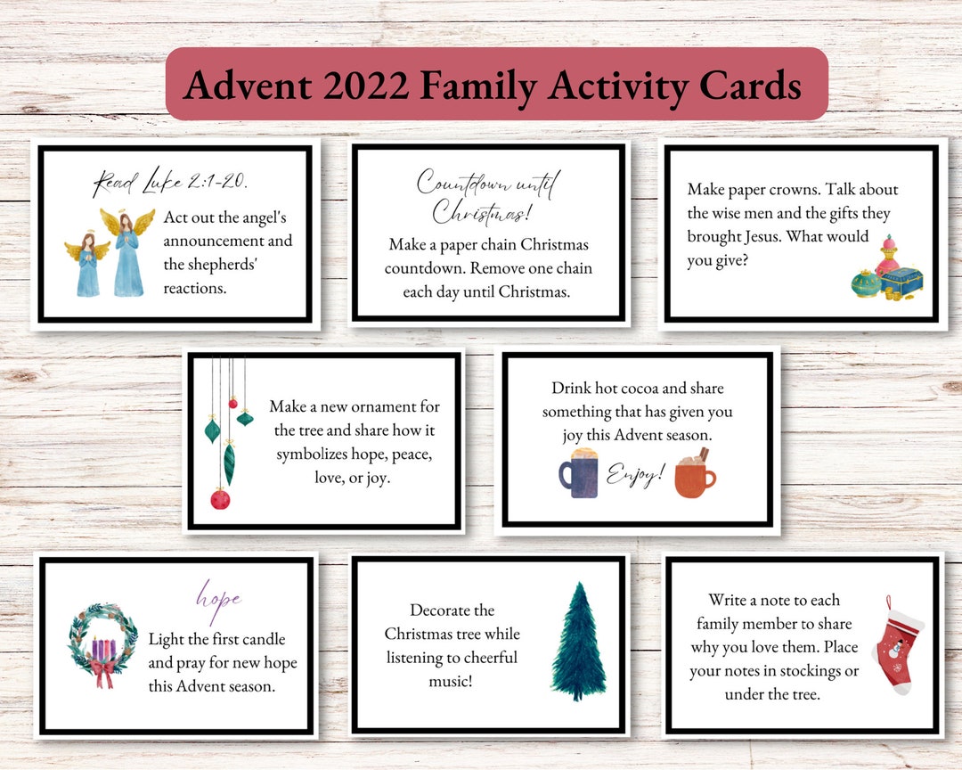 Advent Family Activity Cards Instantly Download and Print - Etsy