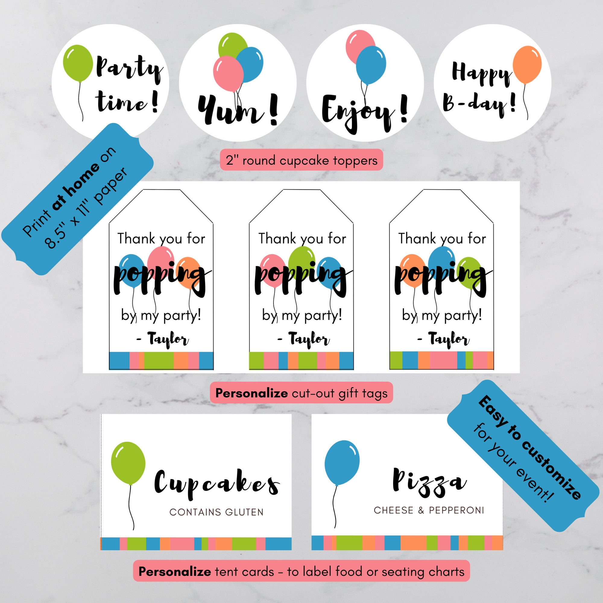 Balloon Theme Party Package - Instant Download Printable Canva Template ...