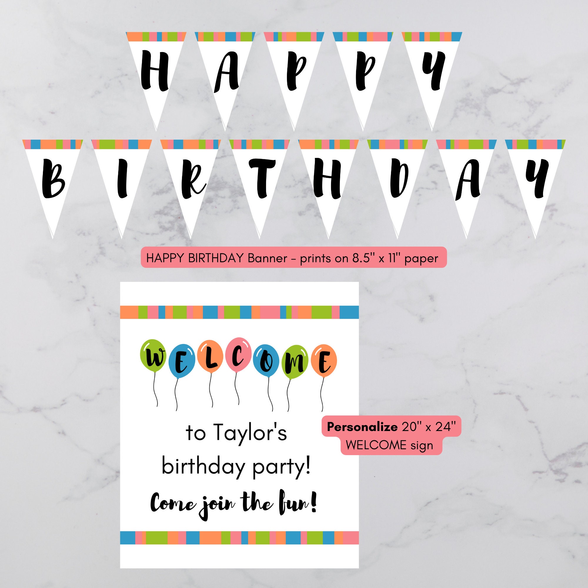 Balloon Theme Party Package - Instant Download Printable Canva Template ...