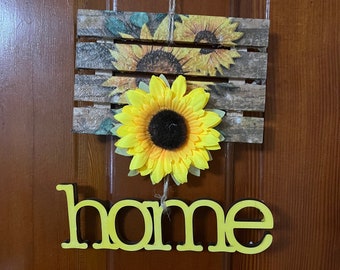 Wood 2ft Vertical Home Sign With 3D Sunflower - Etsy