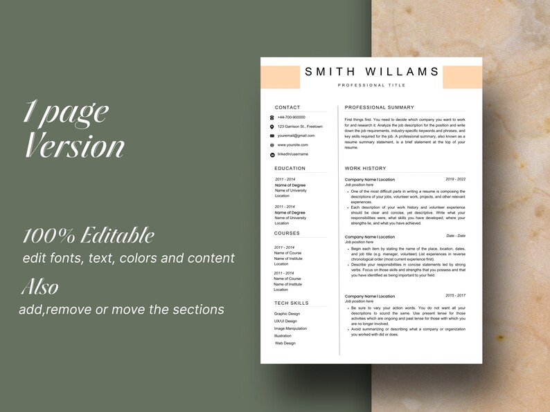 Modern Resume Template Bundle With Cover Letter and Reference Page ...