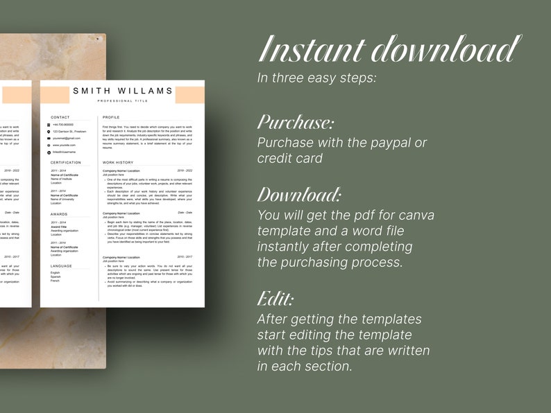 Modern Resume Template Bundle With Cover Letter and Reference Page ...