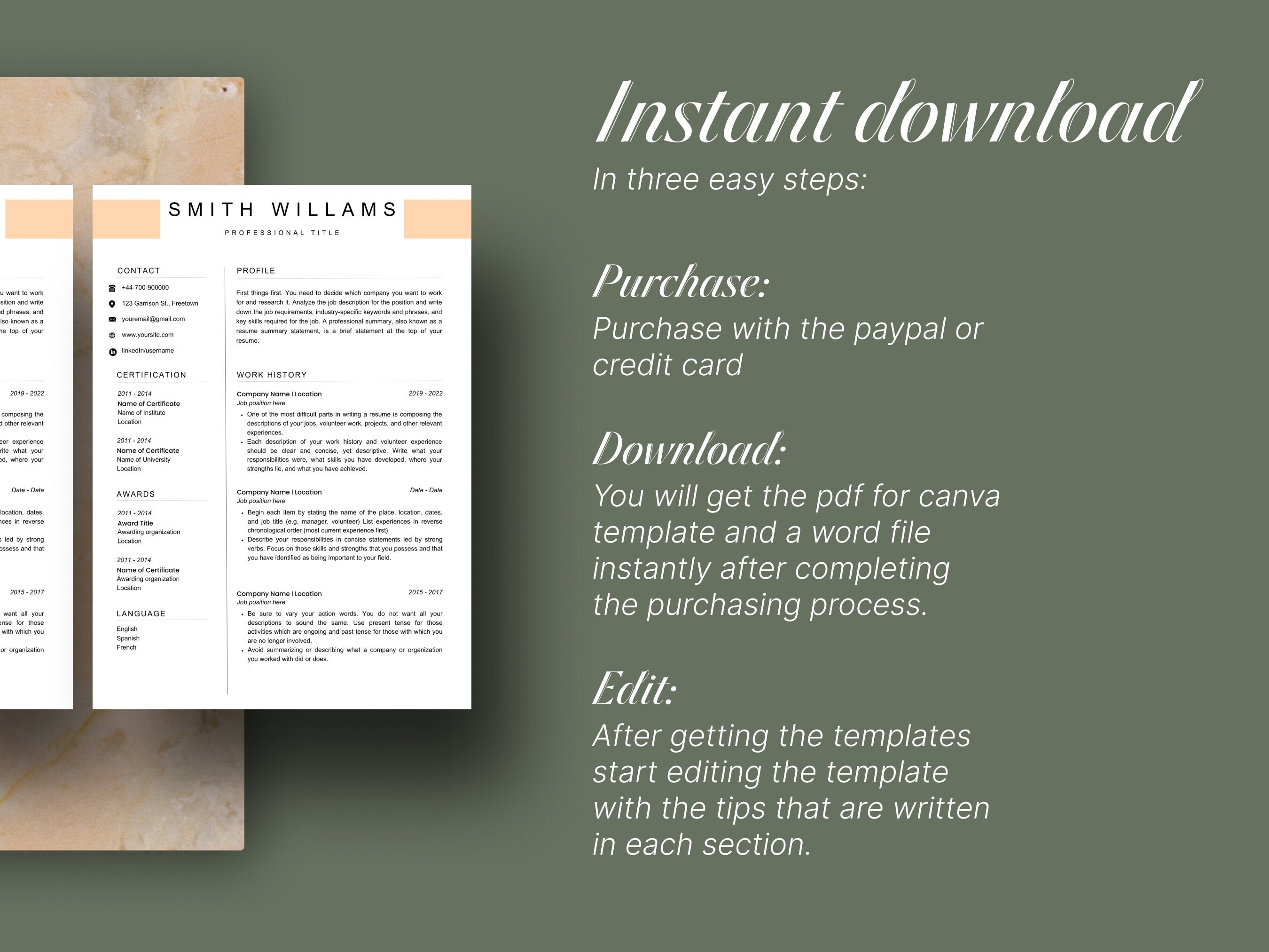 Modern Resume Template Bundle With Cover Letter and Reference Page ...