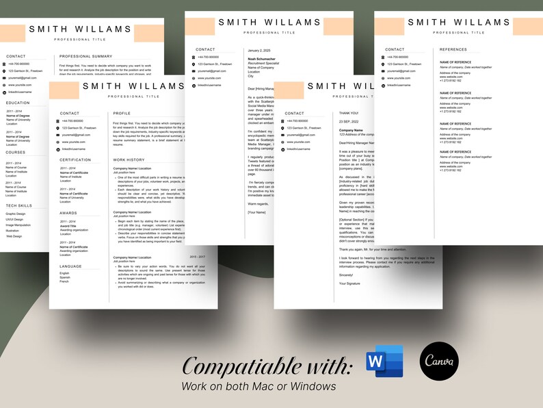 Modern Resume Template Bundle With Cover Letter and Reference Page ...