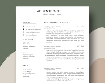 Modern and Professional CV / Resume Cover Letter Reference - Etsy
