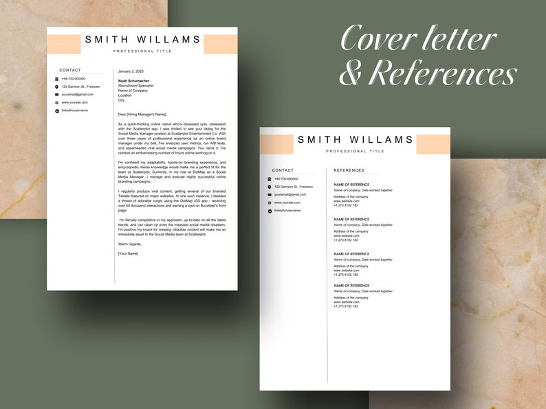 Modern Resume Template Bundle With Cover Letter and Reference Page ...
