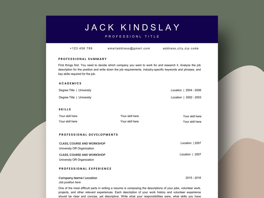 Modern Clean Resume Template Bundle - 1 - 2 Page Resumes, Cover Letter ...