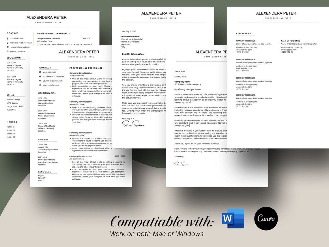 Professional Simple Resume Template Bundle With Cover Letter and ...