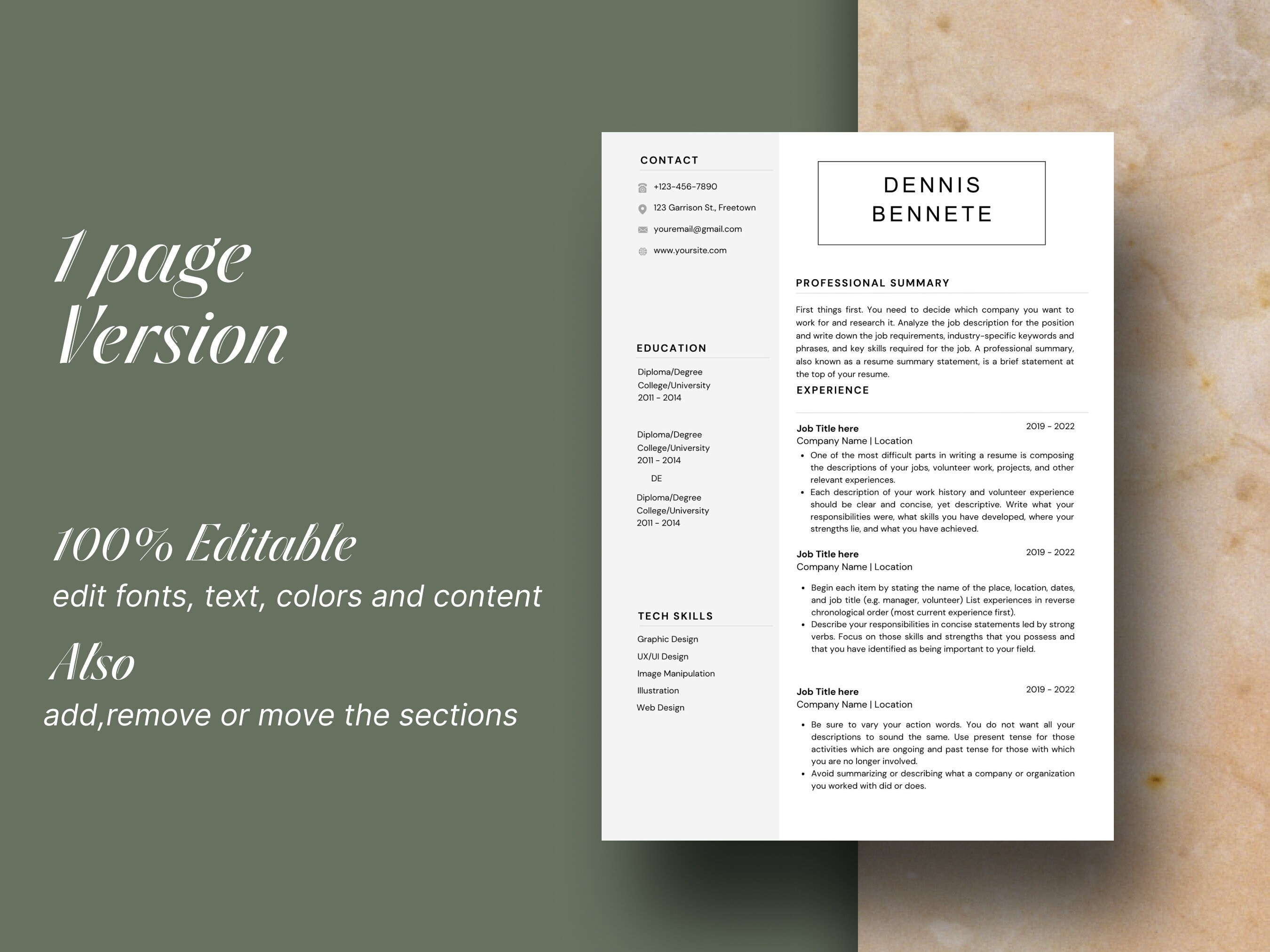 Professional Resume Template | Modern CV Design | Ats-friendly ...