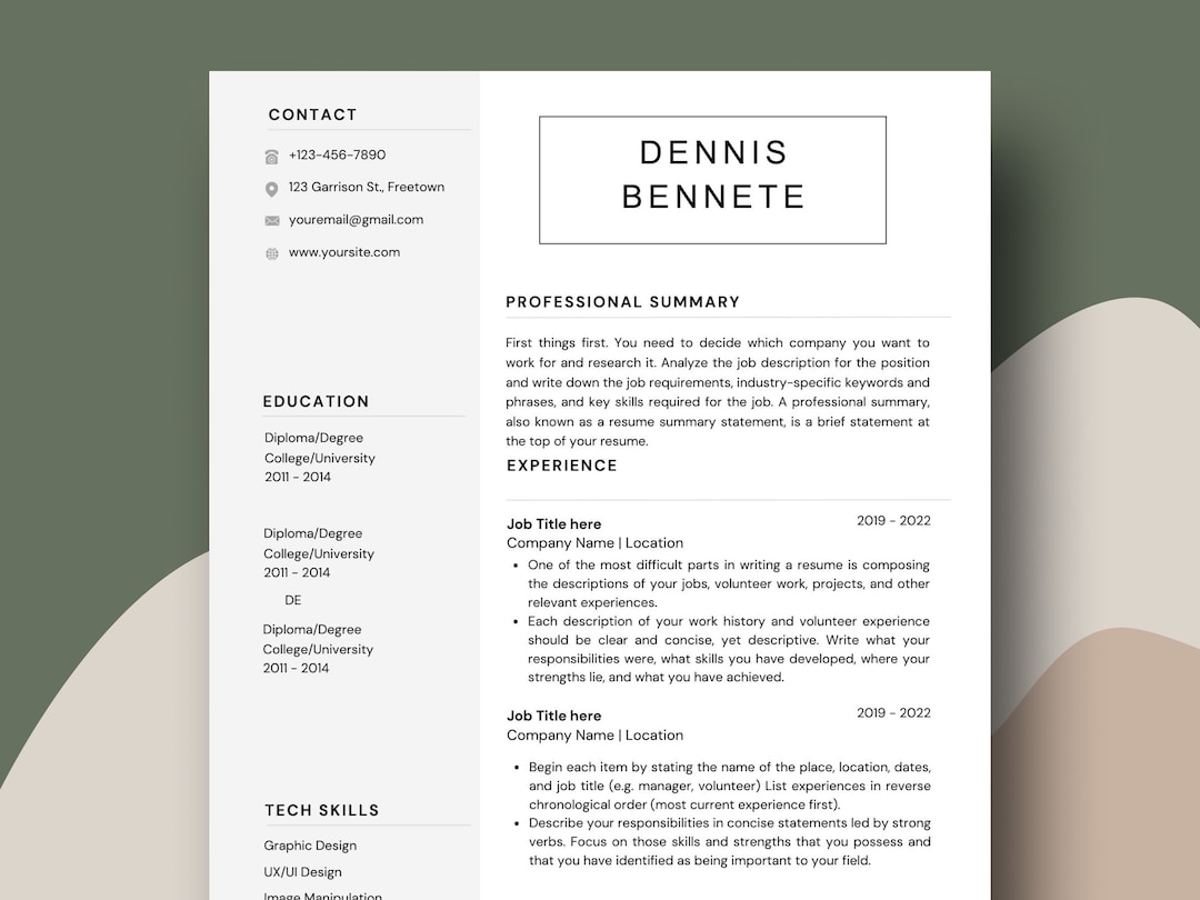 Professional Resume Template | Modern CV Design | Ats-friendly ...