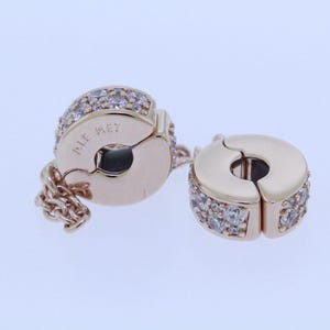 Pandora Clear Pave Safety Chain Clip Charm Rose Gold - Etsy