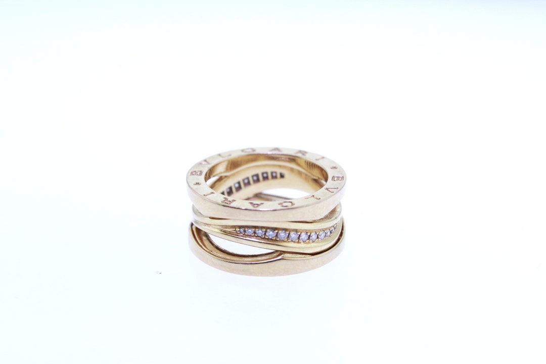 BVLGARI Authentic B Zero One Design Legend Diamond Rose Gold Ring Size ...