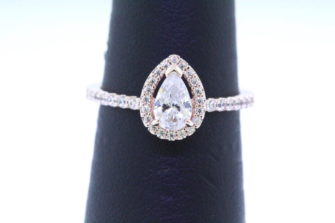 Pandora Sparkling Pear Halo Ring - Etsy
