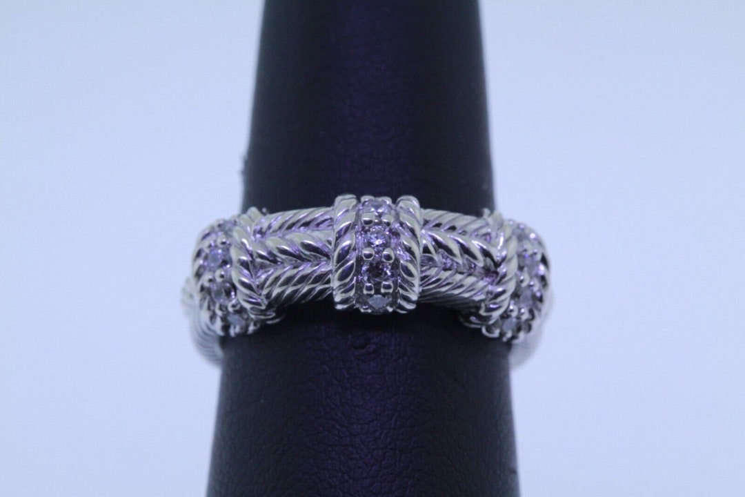 Judith Ripka Sterling Silver Ring Diamonique Rope Band Ring, Size 8 - Etsy