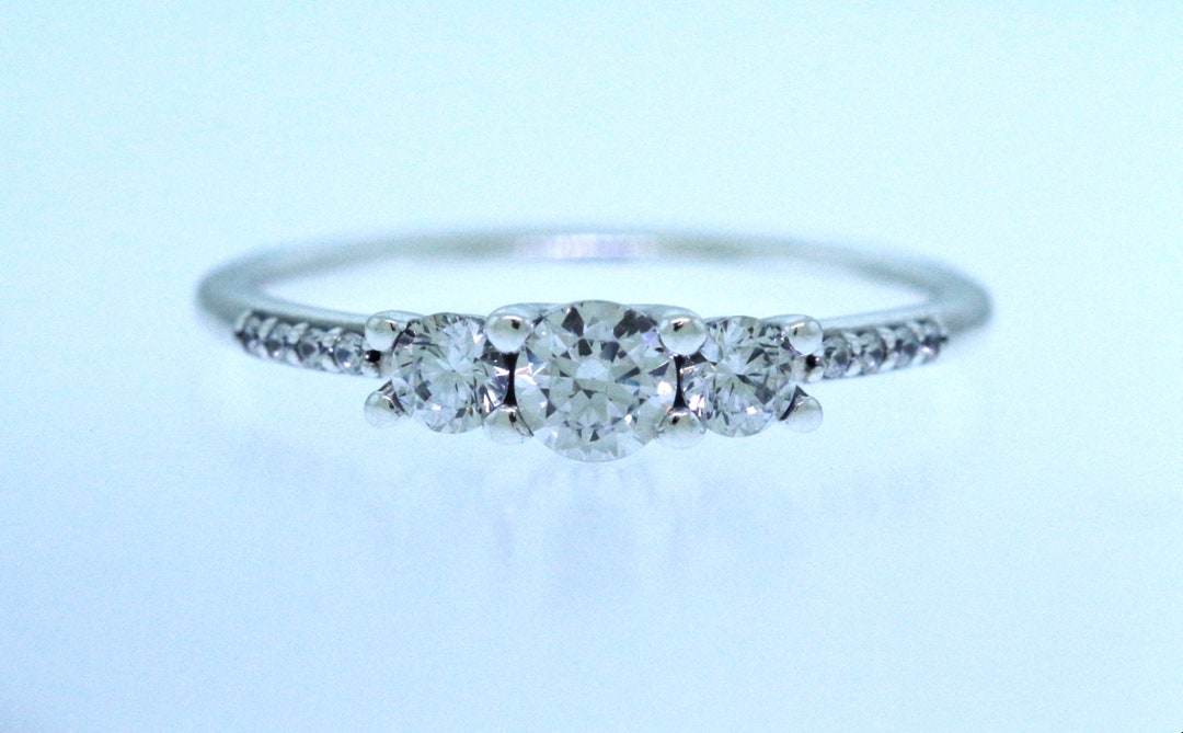Pandora Sterling Silver CZ Three Stone Ring - Etsy