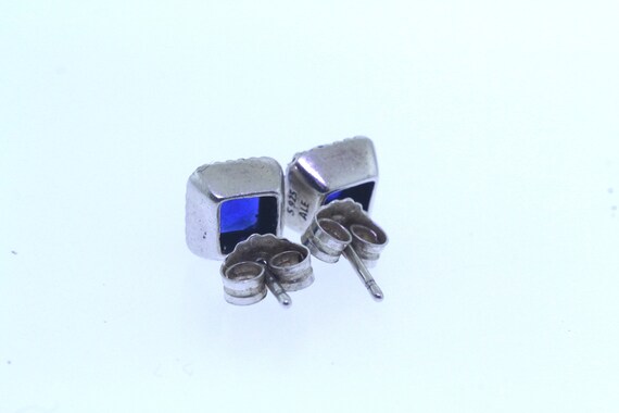 Pandora Blue Square Sparkle Halo Stud Earrings - Gem