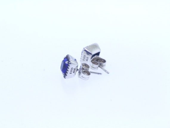 Pandora Blue Square Sparkle Halo Stud Earrings - Gem