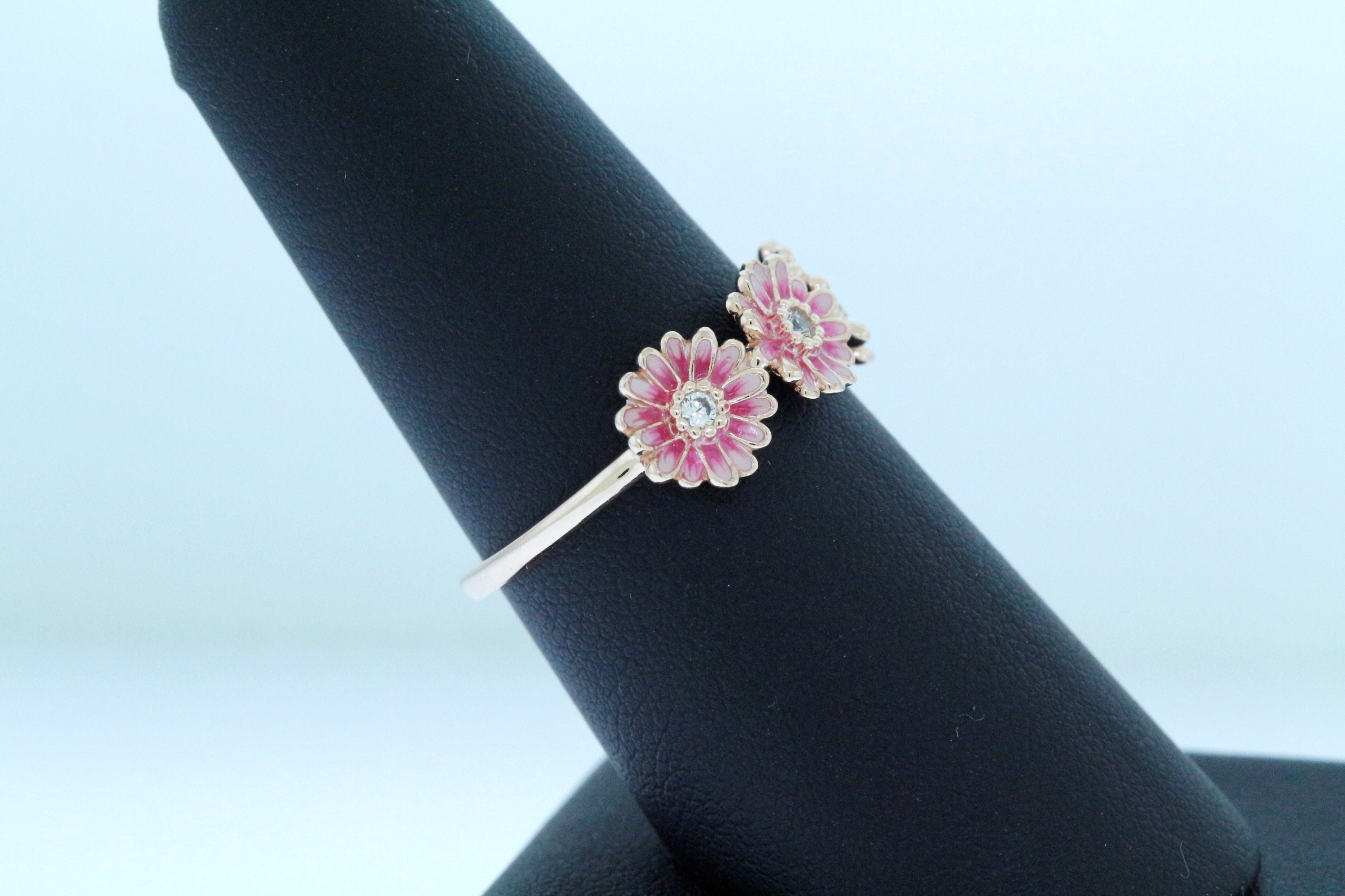 Pandora 14k Rose Gold Plate Pink Daisy Flower Trio Ring | Etsy