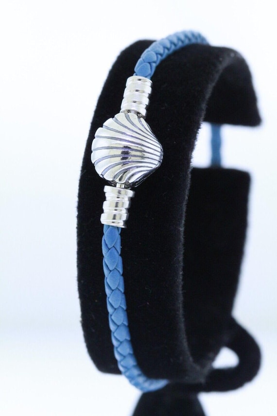 Pandora moments seashell clasp turquoise braided leather bracelet store