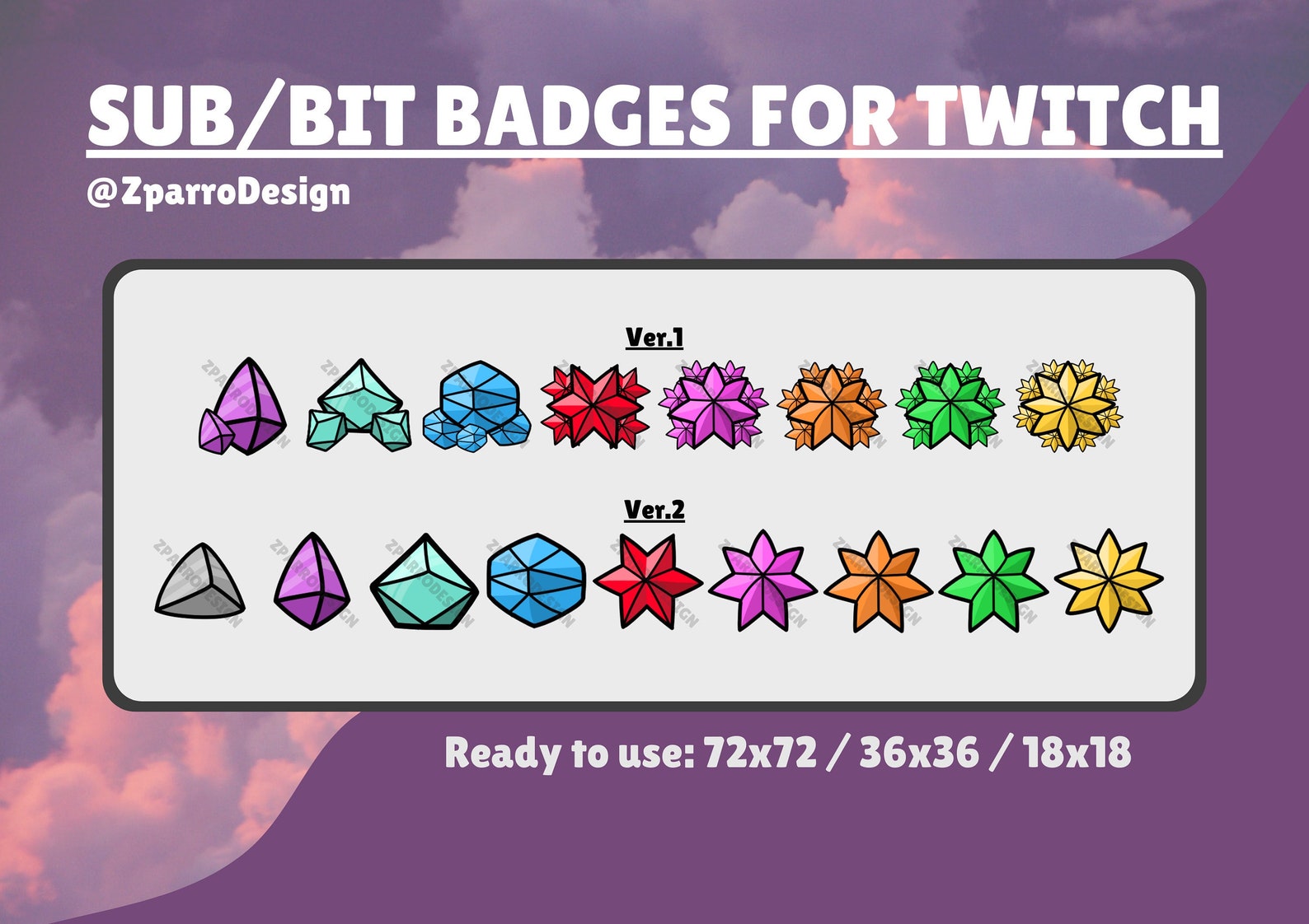 17x Twitch Gem Bit Badges / Twitch Badges / Bit Badges / Sub Badges ...