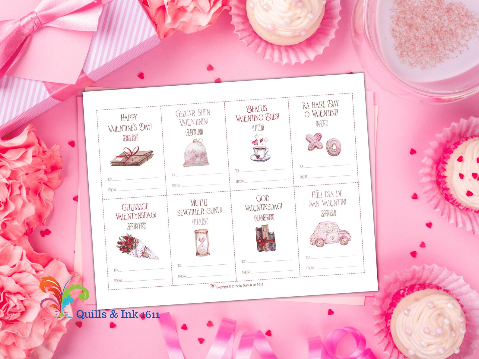 Printable Valentine's Day Cards in Different Languages - Etsy