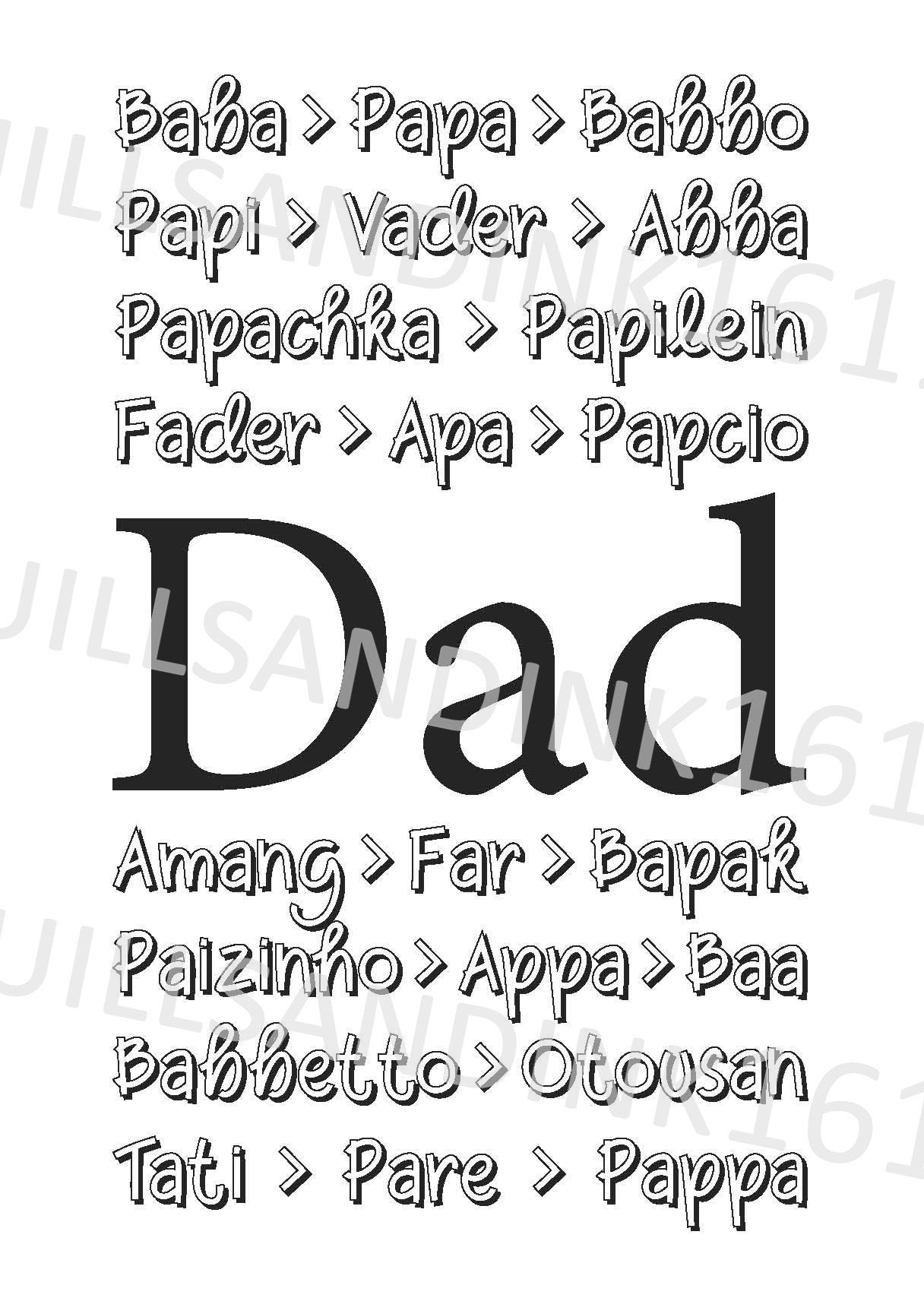 Printable Dad in Different Languages Greeting Card - Etsy