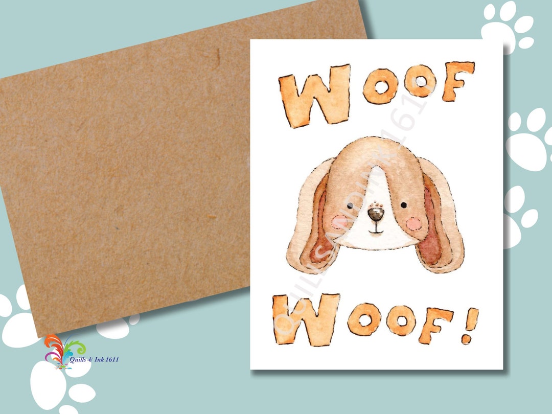 Woof Woof Birthday Puppy Note Card - Etsy
