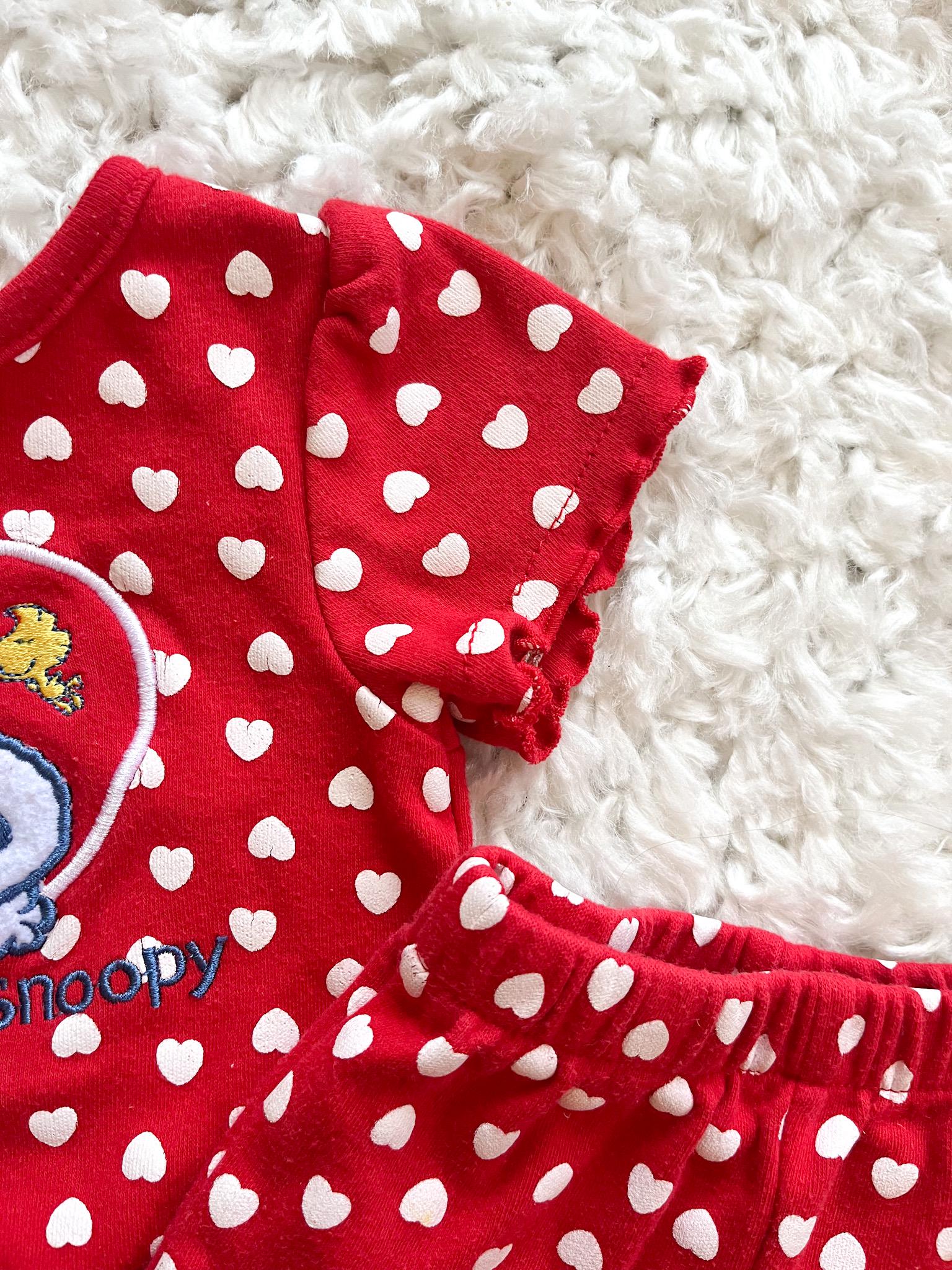 Vintage 2000s Y2K Baby Girl Red Heart Baby Snoopy and Woodstock 2 Piece ...