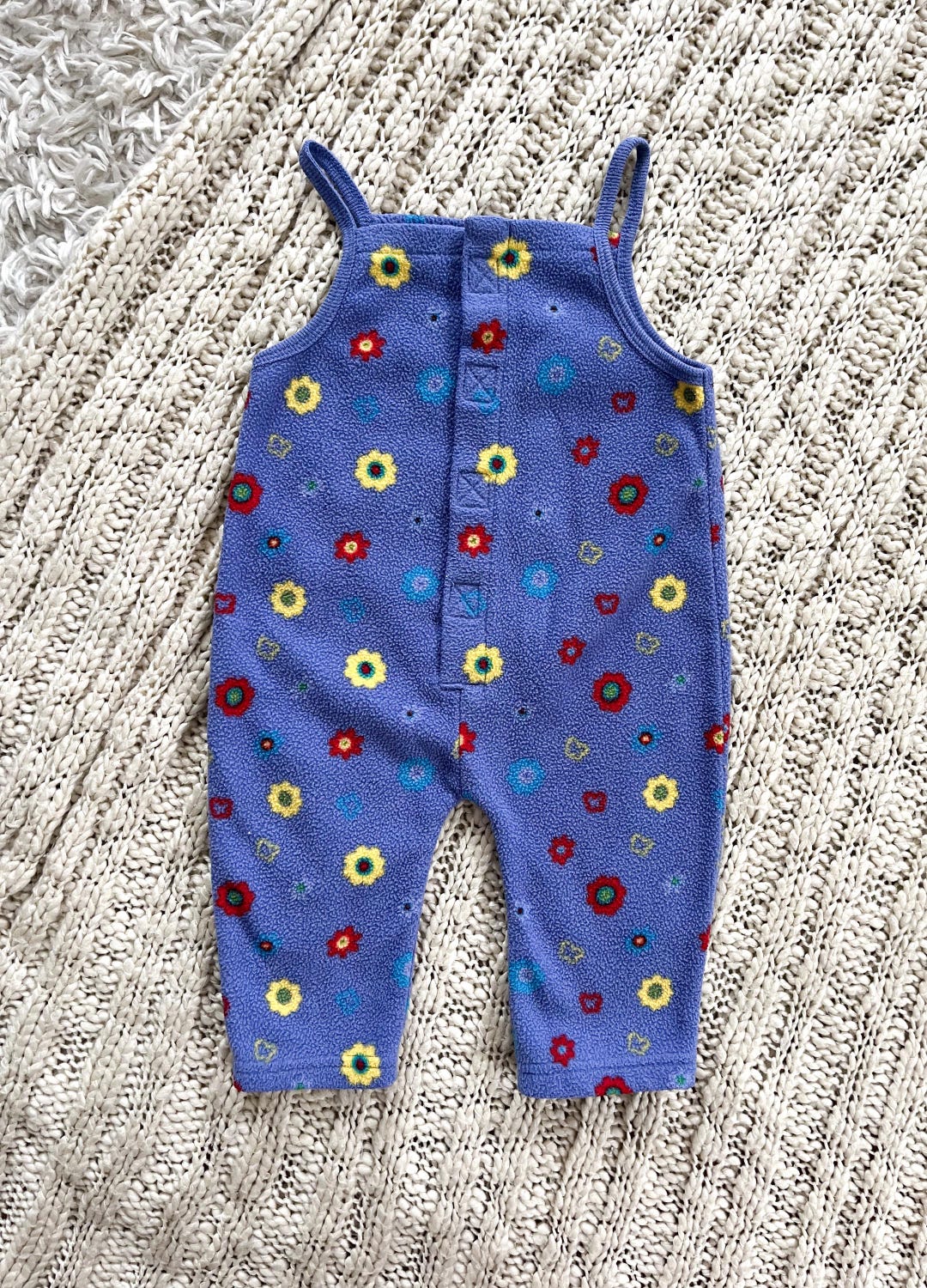Vintage 1990s Baby Gender Neutral Floral Pattern Fleece Overall ...