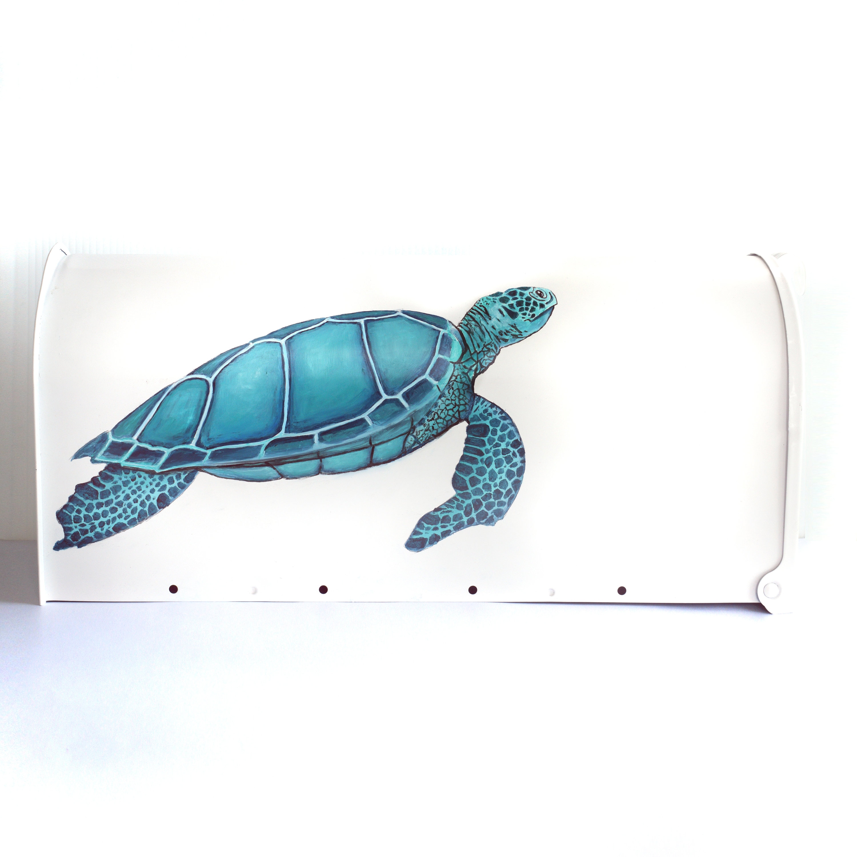 Painted Teal and Turquoise Sea Turtle Mailbox - Etsy