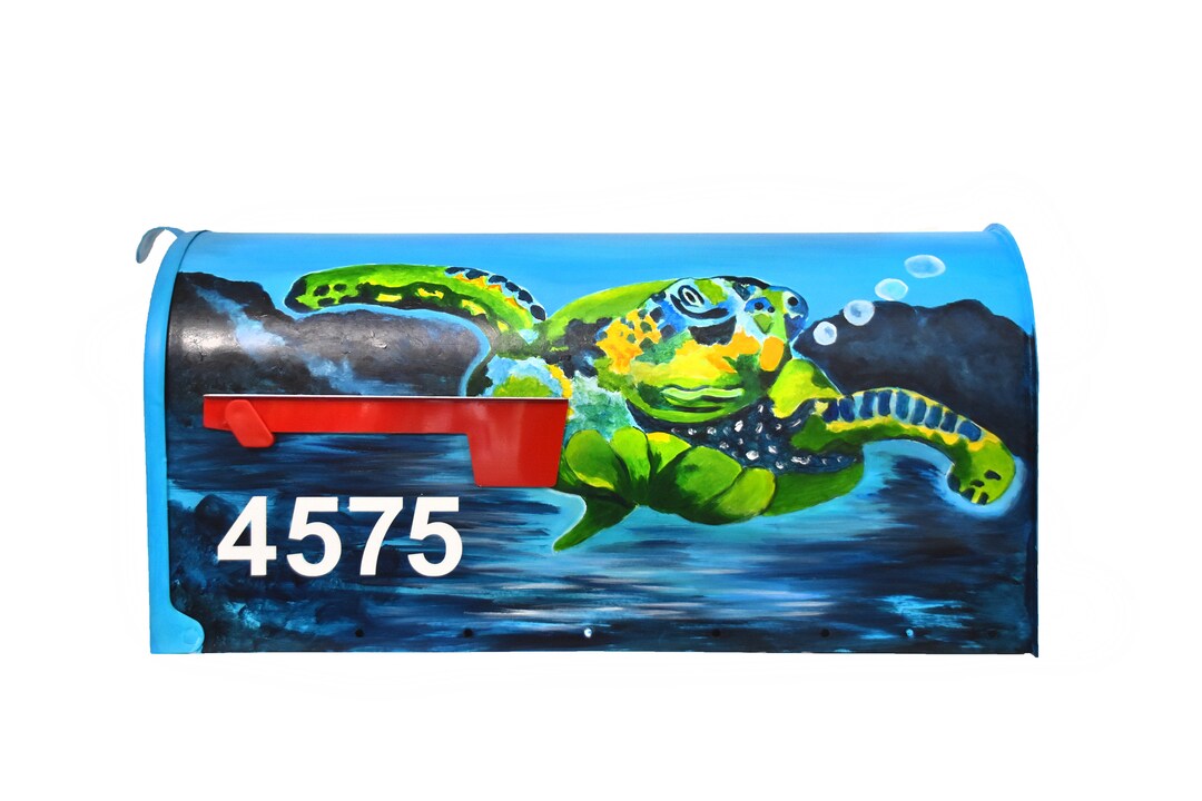 Painted Sea Turtle Mailbox - Etsy
