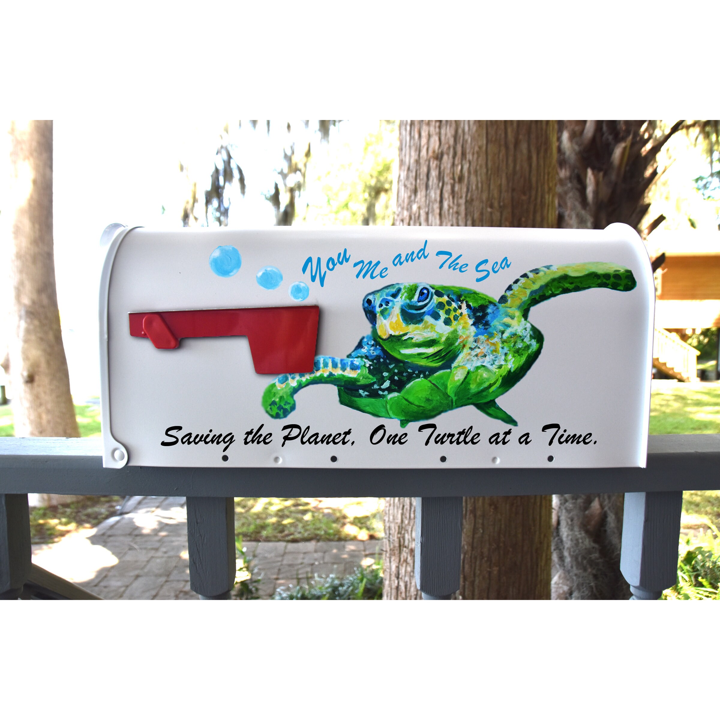 Painted Sea Turtle Mailbox - Etsy