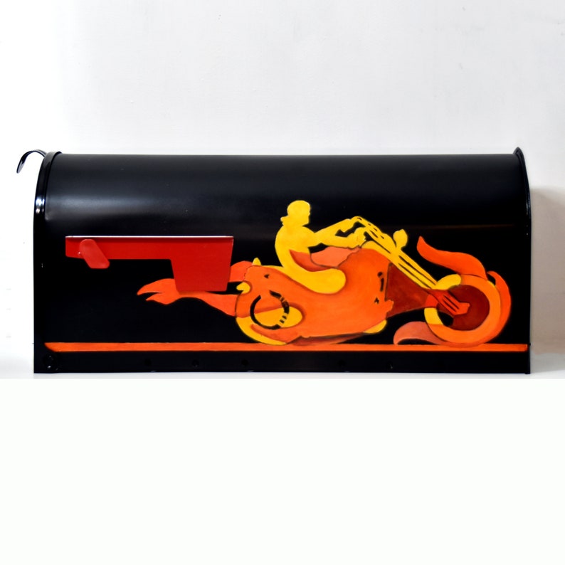 Painted Motorcycle With Flames Mailbox - Etsy