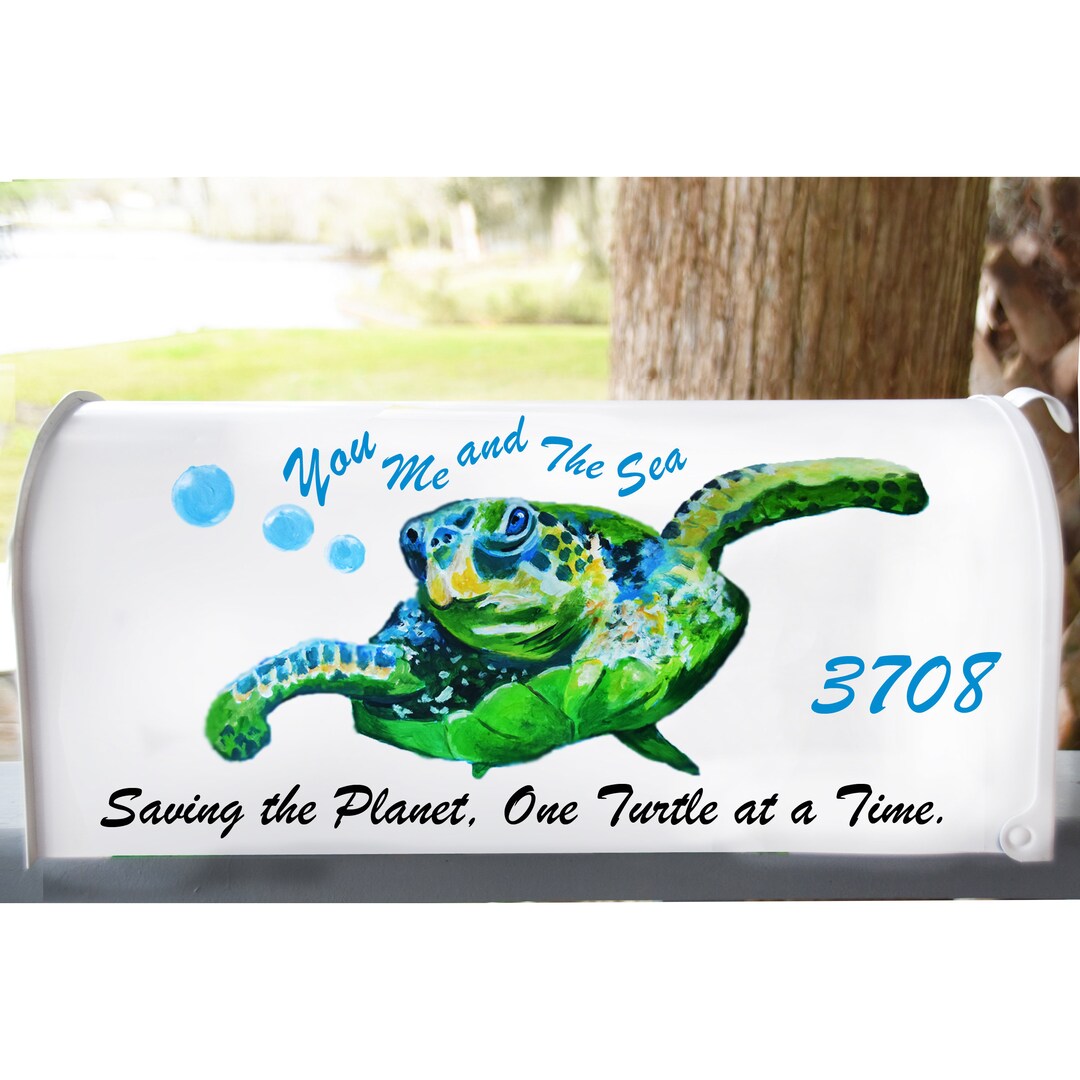 Painted Sea Turtle Mailbox - Etsy