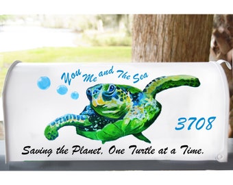 Turtle Sea Life Whimsical Mailbox, Hand Painted Mailbox, Decorative ...