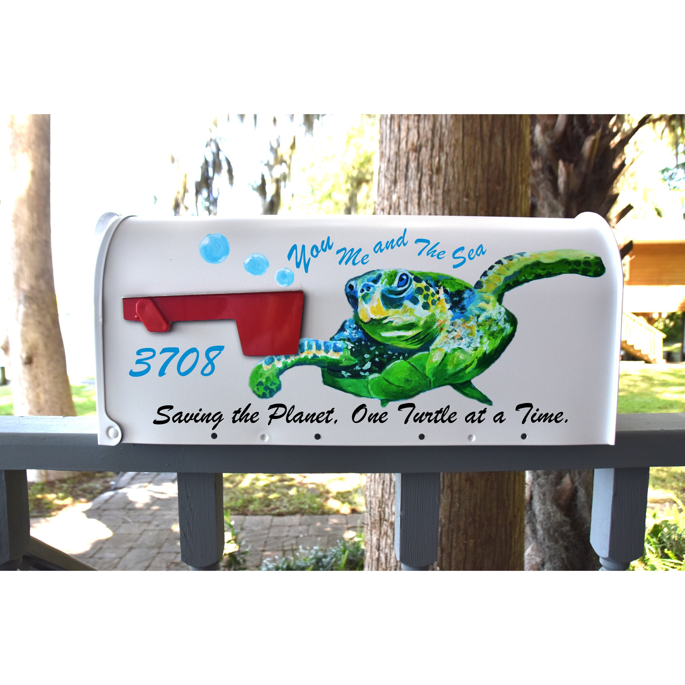 Painted Sea Turtle Mailbox - Etsy