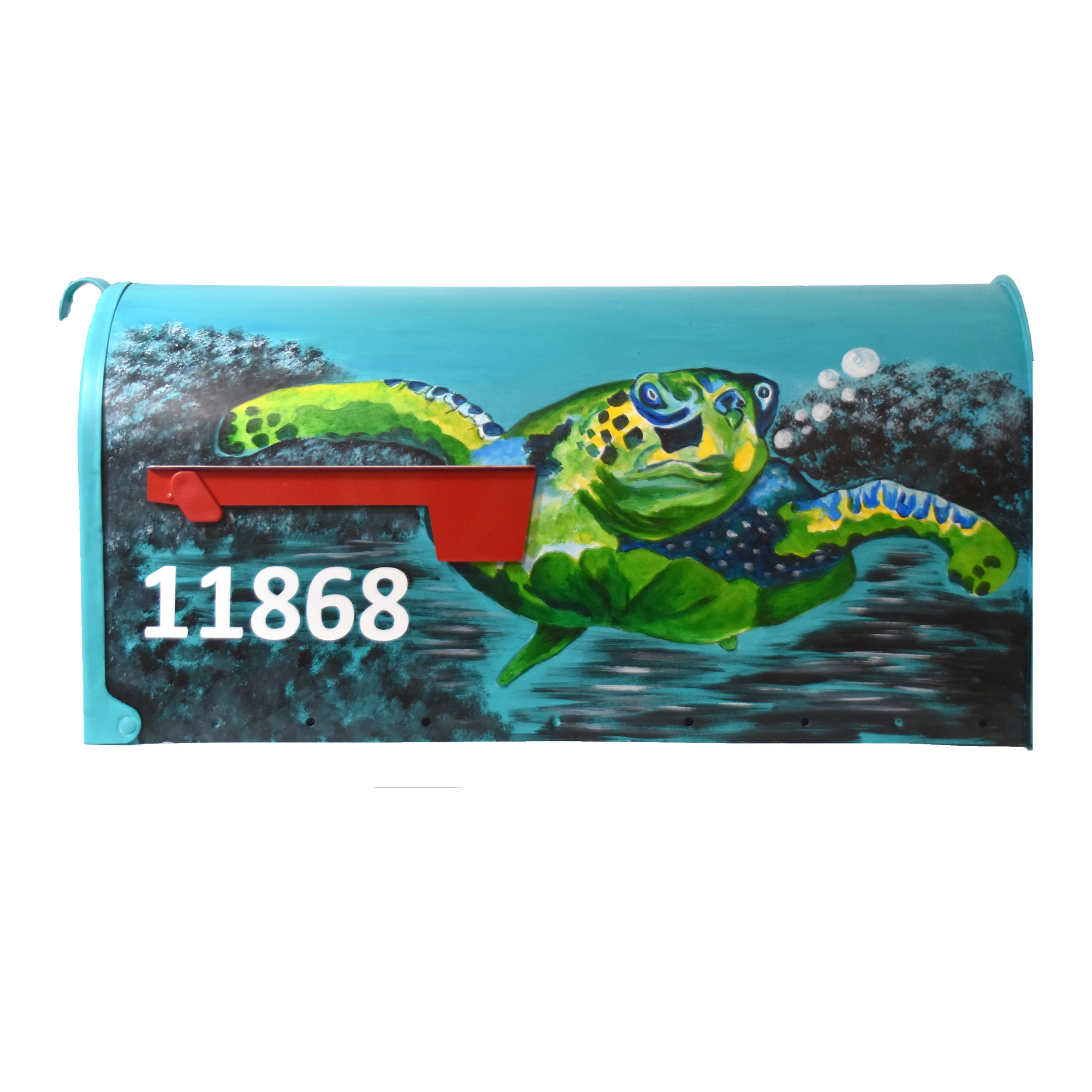Painted Sea Turtle Mailbox - Etsy