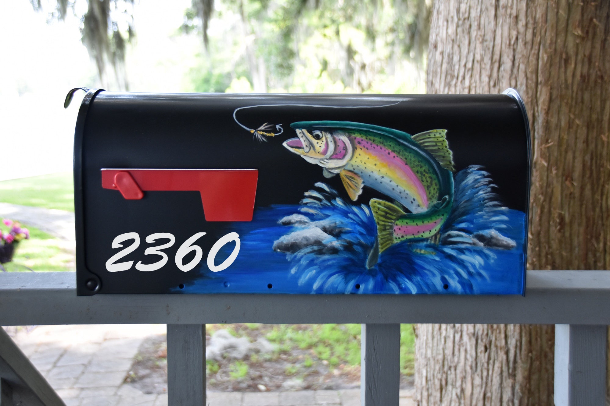 Hand Painted Rainbow Trout Fish Mailbox - Etsy