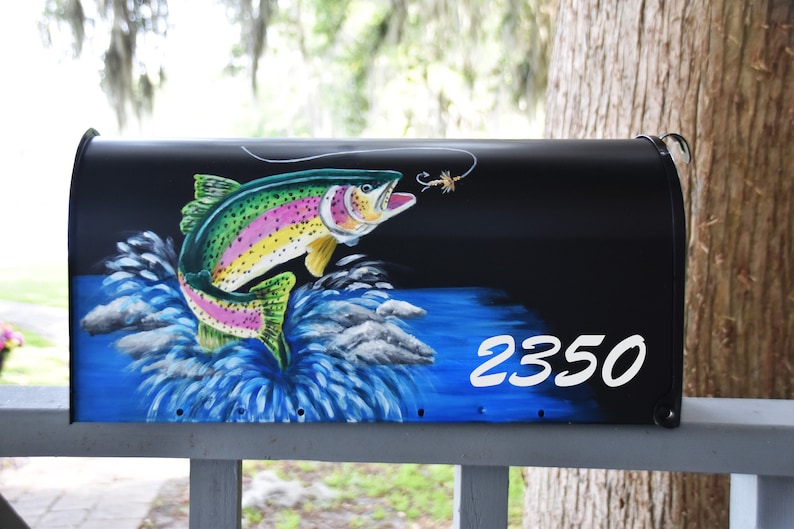 Hand Painted Rainbow Trout Fish Mailbox - Etsy