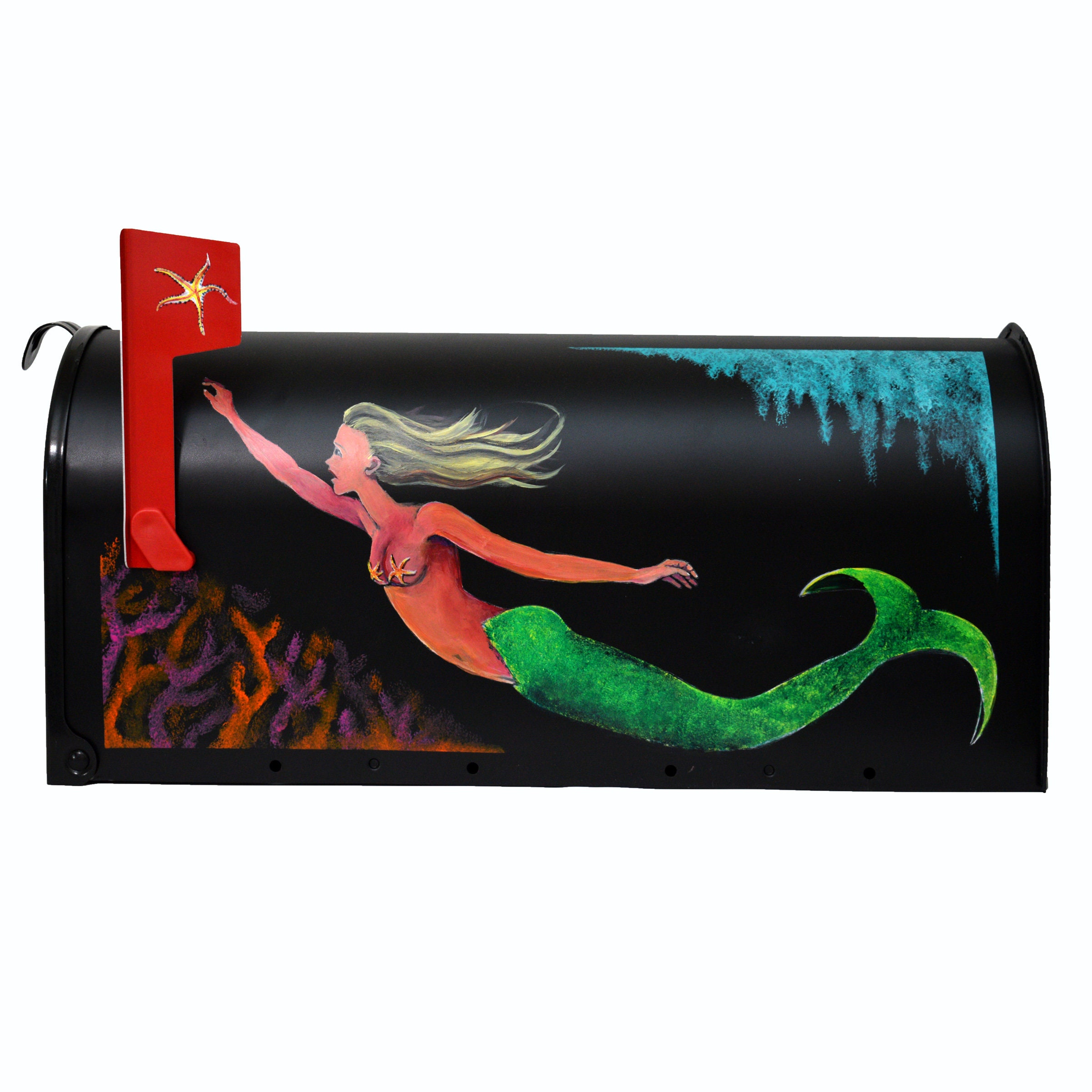 Personalized Hand Painted Mermaid Mailbox - Etsy