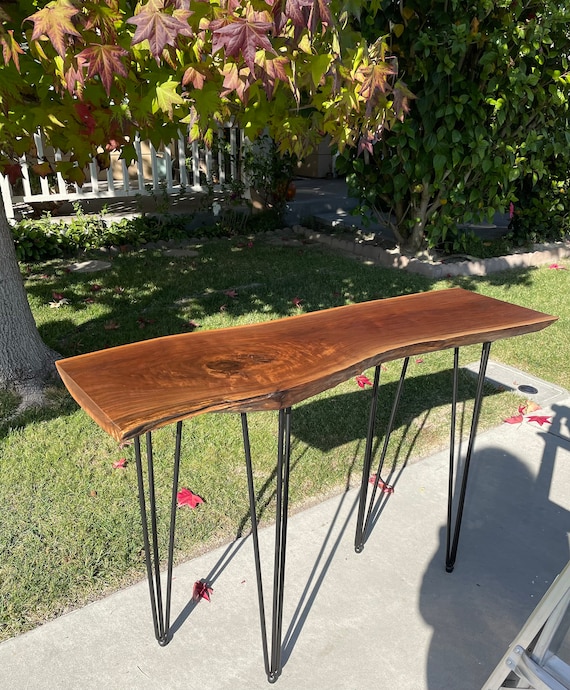 Black Walnut Wood Live Edge Console Table | Etsy
