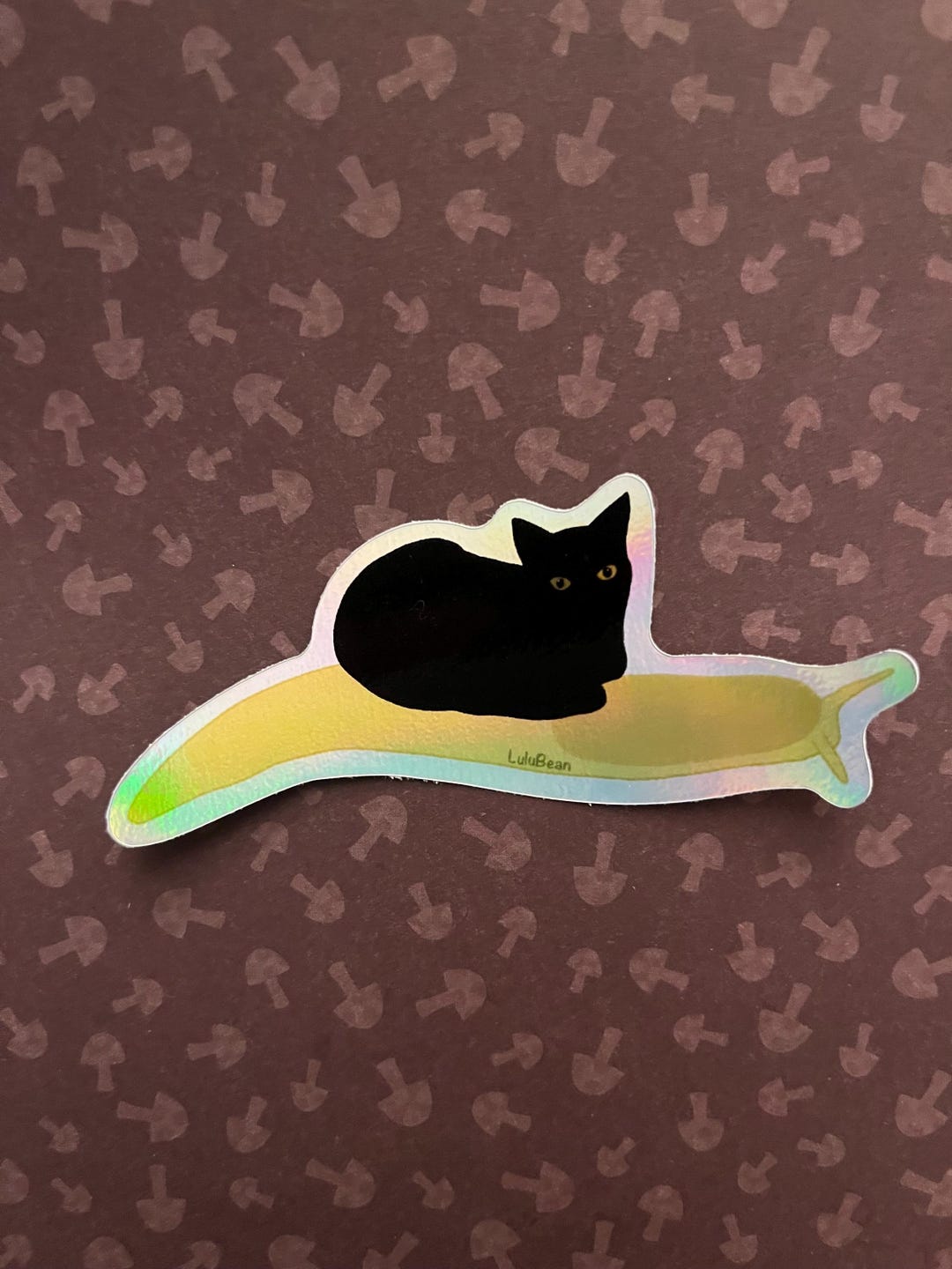 Banana Slug Bean Sticker - Holographic Black Cat Sticker - Vinyl ...
