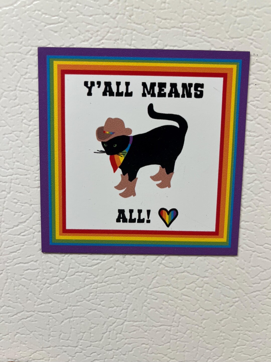 Pride Cowboy Bean Magnet - Meowdy Cat Magnet - Fridge Magnet - Black ...