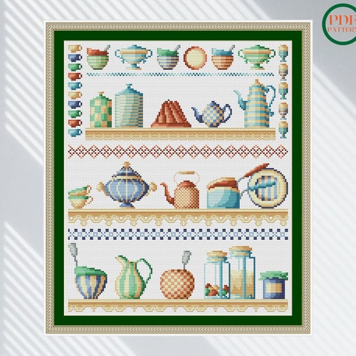 Kitchen Cross Stitch Pattern Colorful Art DIY X-stitch Chart - Etsy