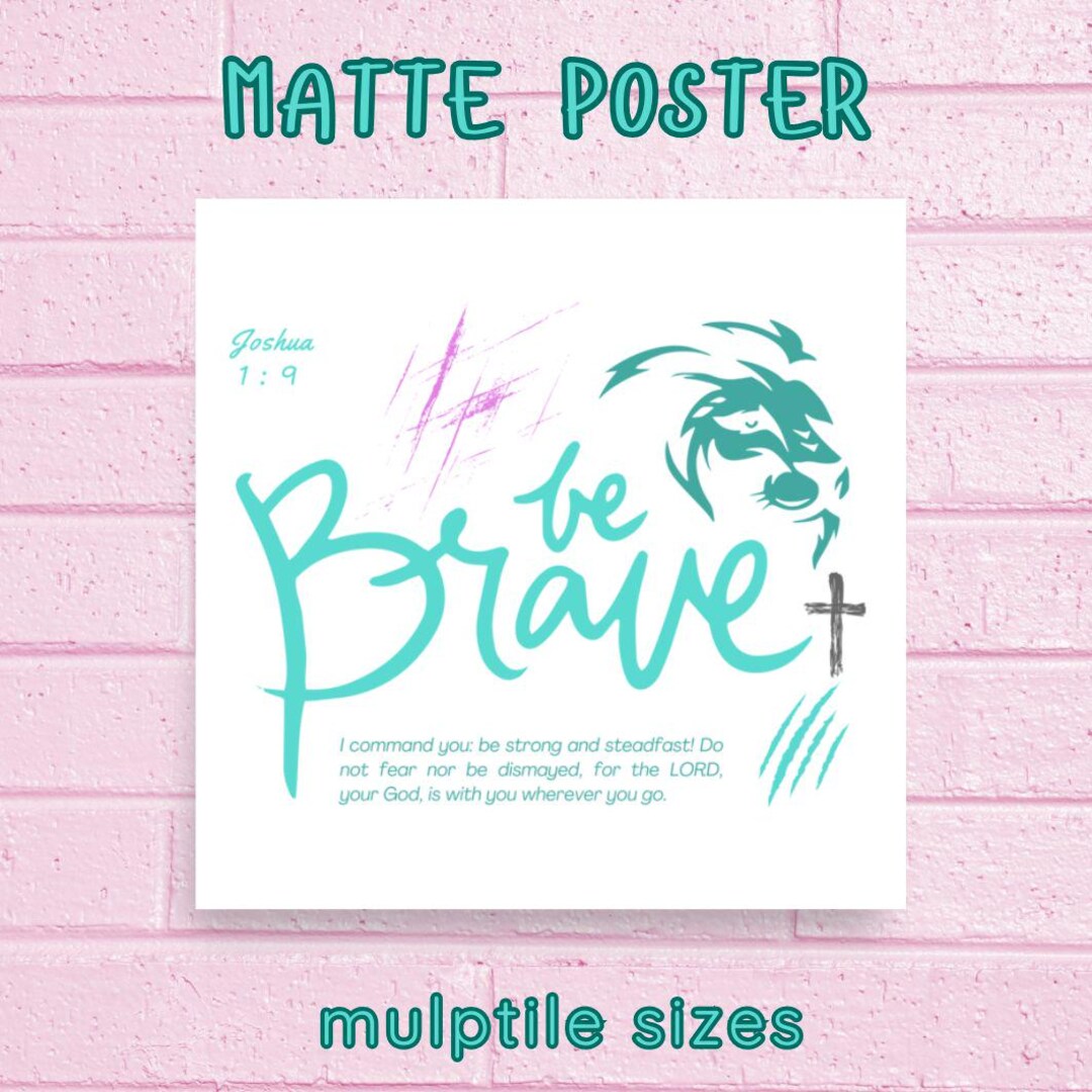 Brave Christian Poster, Lion Design, Bible Verse - Etsy